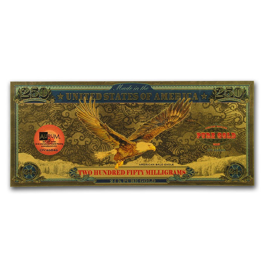 Buy 2019 1/4 gram Gold Aurum Note - Eagle & Flag Design, 24K | APMEX