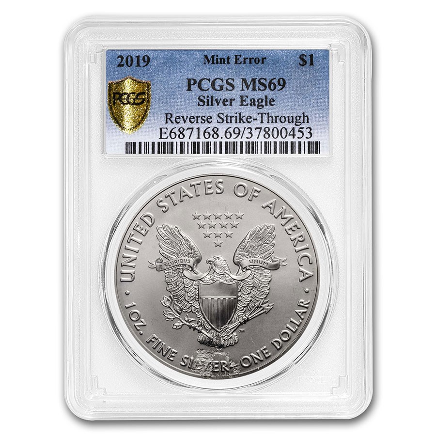 Buy 2019 American Silver Eagle MS-69 PCGS (Error, Rev Struck Thru) | APMEX