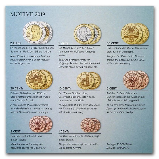 Buy 2019 Austria 825th Anniversary Euro Proof Coin Set | APMEX