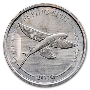 2019 Barbados 1 oz Silver Flying Fish BU (Off-Quality)
