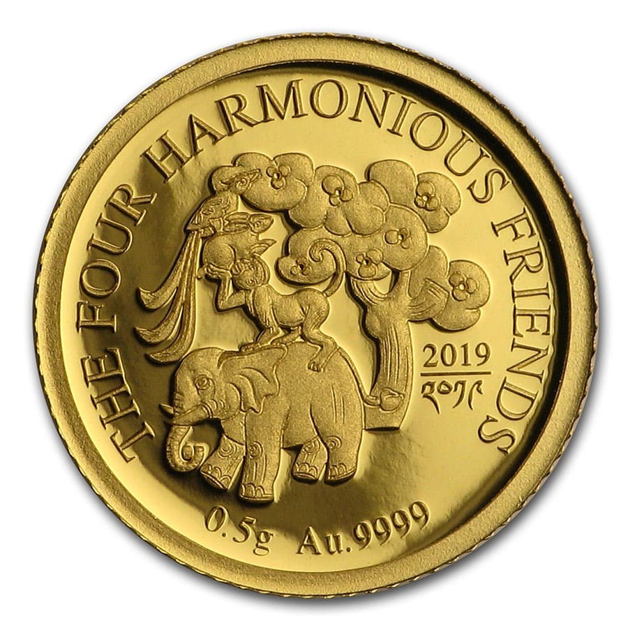 Buy 2019 Bhutan 1/2 gram Proof Gold Four Harmonious Friends | APMEX