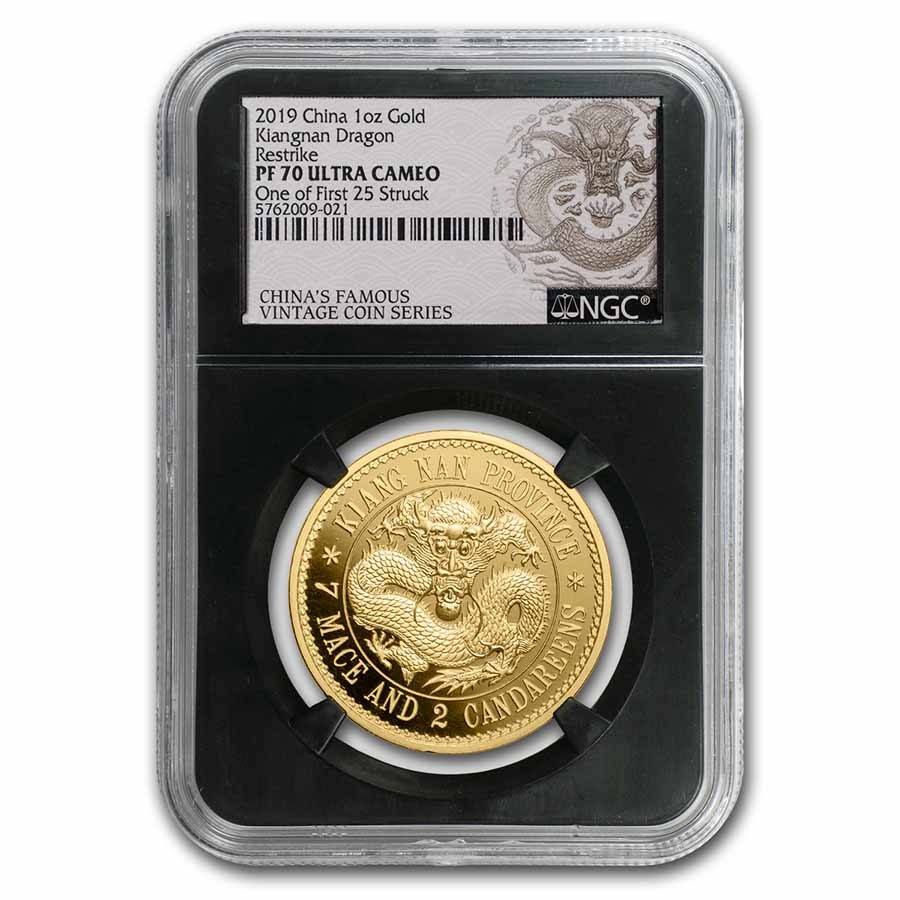 Buy 2019 China 1 oz Gold Kiangnan Dragon Dollar Restrike PF-70 NGC | APMEX