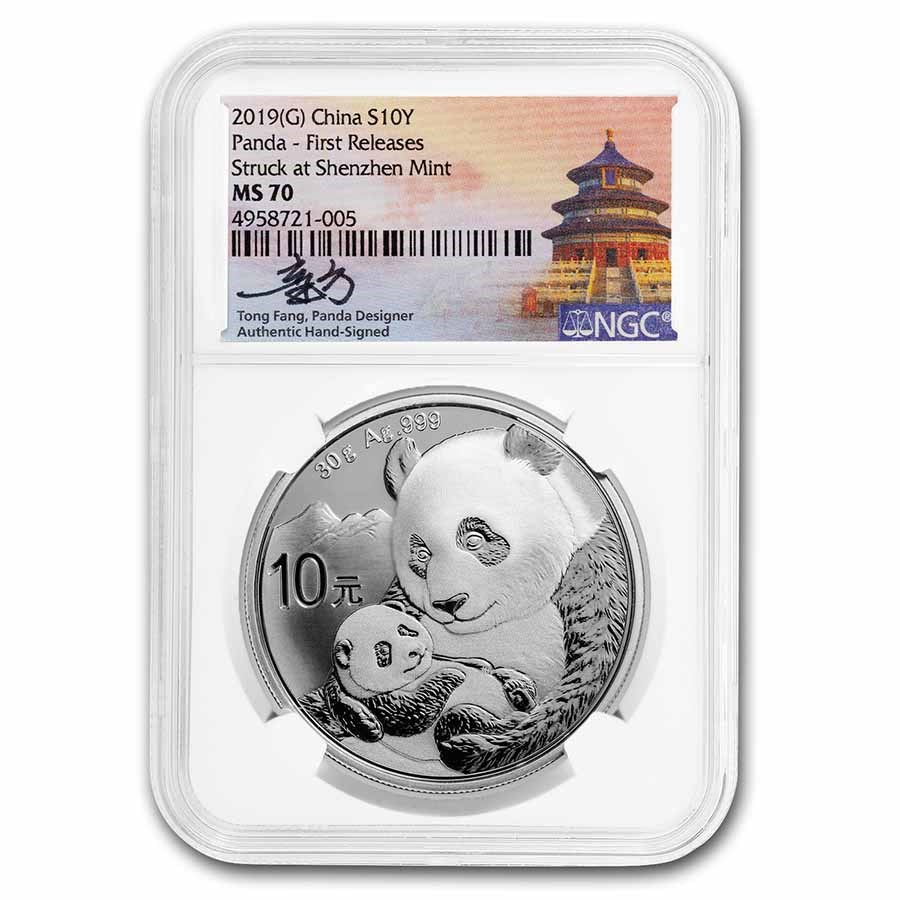 Buy 2019 China 30 gram Silver Panda MS-70 NGC (Shenzhen) FR | APMEX