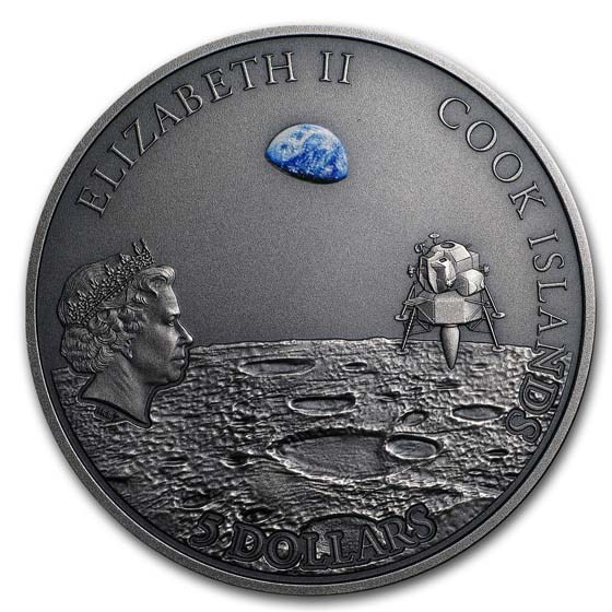 Buy 2019 Cook Islands 1 oz Silver Moon Landing Footprint (No box) | APMEX