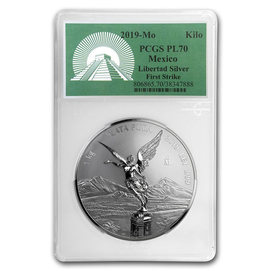 Buy 2019 Mexico 1 kilo Silver Libertad PL-70 PCGS (FS, Green Label) | APMEX
