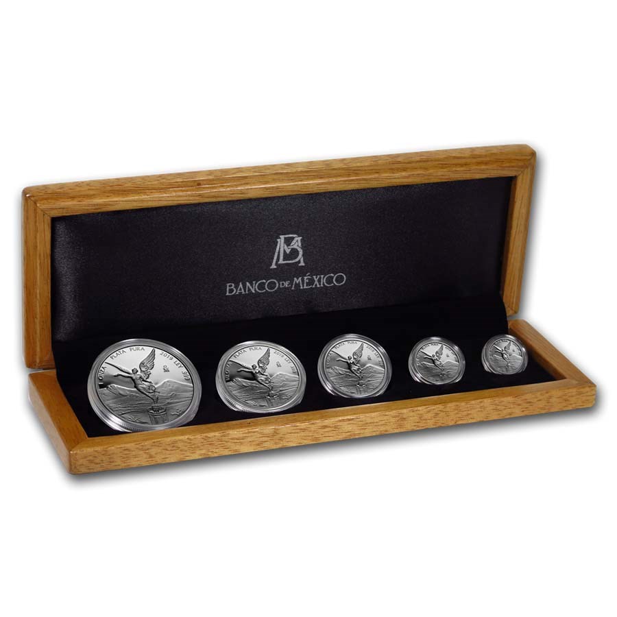 Buy 5-Coin 2019 Mexican Silver Libertad Proof Set (1.9 oz, Wood Box ...