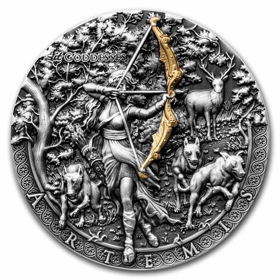 Buy 2019 Niue 2 oz Silver Antique it Goddesses: Artemis | APMEX