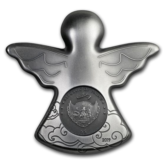 Buy 2019 Palau 1 oz Silver Antique Finish Guardian Angel Shaped Coin ...
