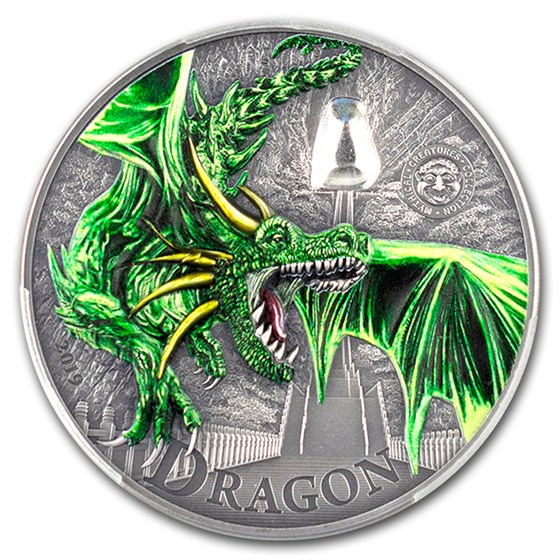 Buy 2019 Palau 2 oz Silver Green Dragon Mythical Creatures MS-69 PCGS ...