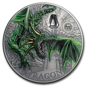 Buy 2019 Palau 2 oz Silver Mythical Creatures Collection Green Dragon ...