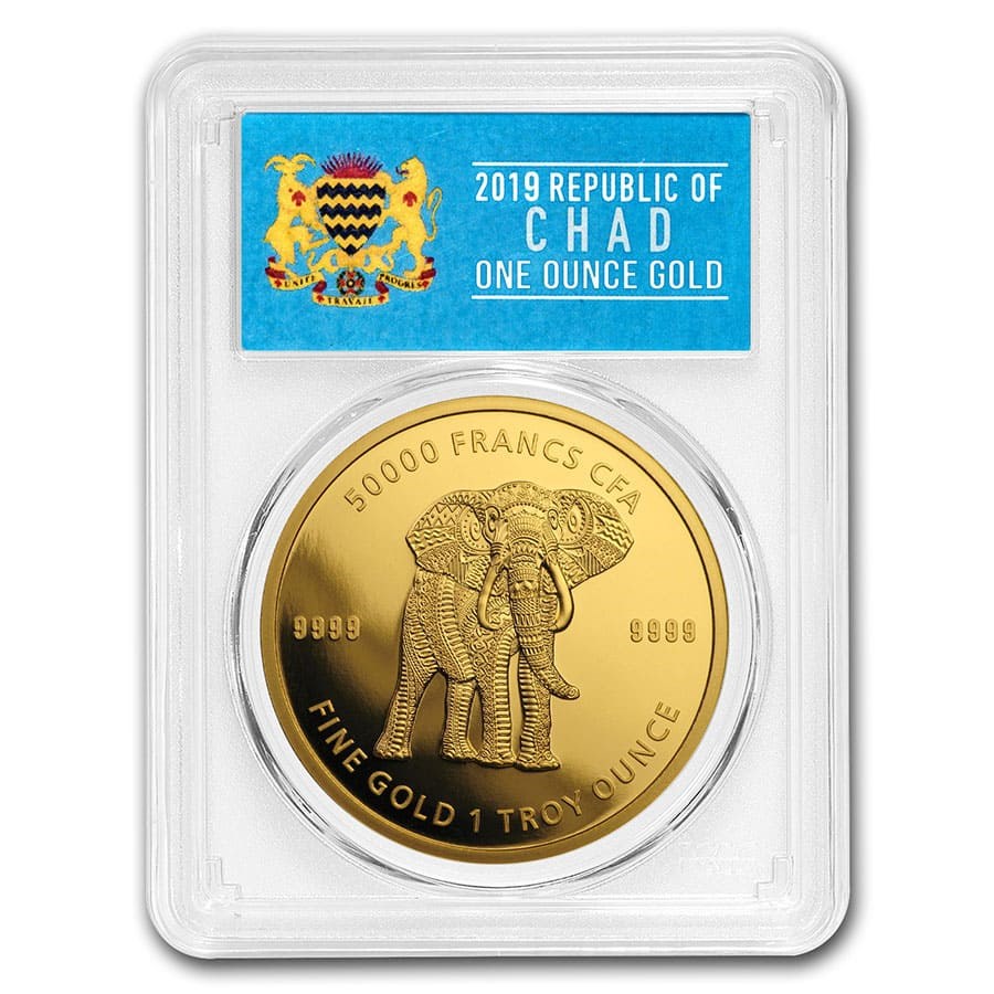 Buy 2019 Republic of Chad 1 oz Gold Mandala Elephant MS-70 PCGS (FS ...
