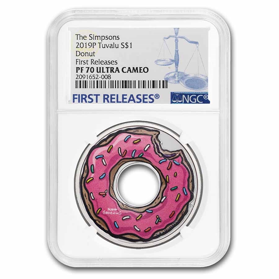 Buy 2019 Tuvalu 1 oz Silver The Simpsons: Donut PCGS PF-70 FR | APMEX