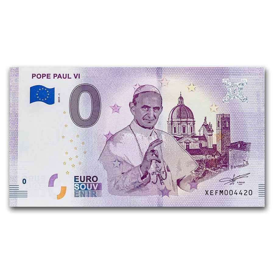Buy 2019 Vatican City Pope Paul VI 0 Euro Souvenir Banknote Unc | APMEX