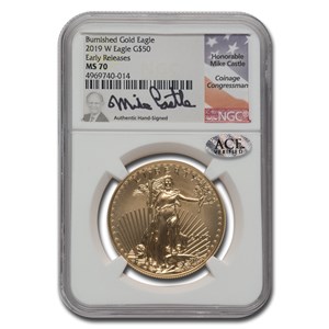 2019-W 1 oz Burnished Gold Eagle MS-70 NGC (ER, Castle)
