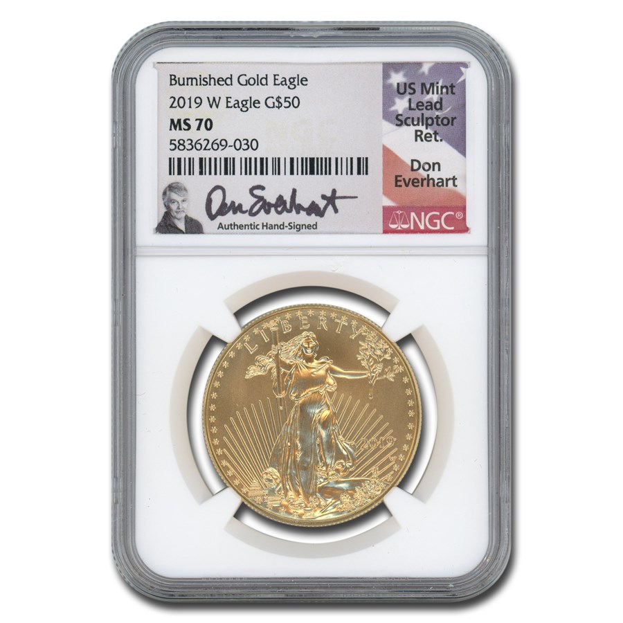 Buy 2019-W 1 oz Burnished Gold Eagle MS-70 NGC (Everhart) | APMEX