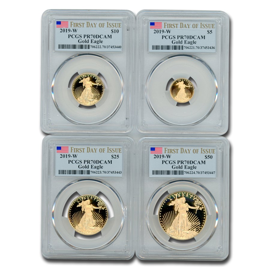 Buy 2019-W 4-Coin Proof American Gold Eagle Set PR-70 PCGS (FDI) | APMEX
