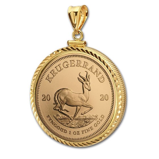 Buy 2020 1 oz Gold Krugerrand Pendant (Diamond-Screw Top Bezel) | APMEX