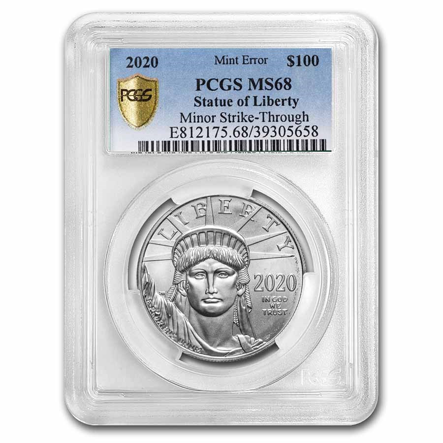 Buy 2020 1 oz Platinum Eagle MS-68 PCGS (Error, Minor Strike-Thru) | APMEX