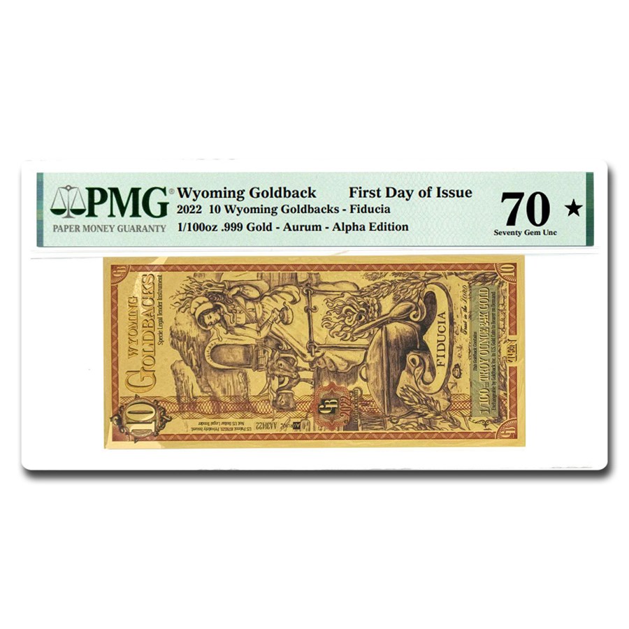 2020 10 Wyoming Goldback Aurum Gold Foil Note 24k MS-70 PMG (FDI)