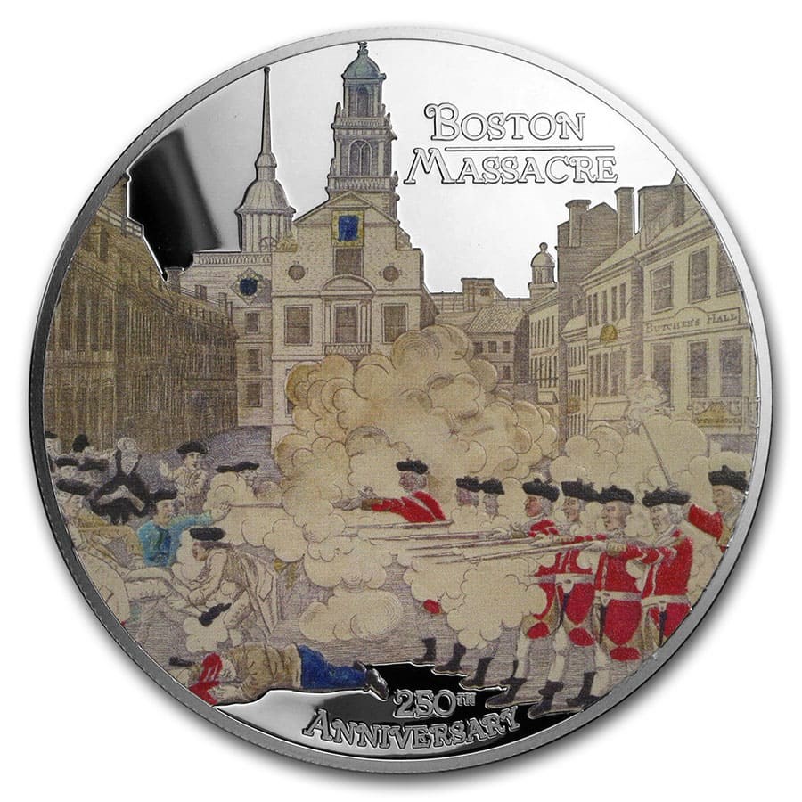 Buy 2020 2 oz Ag $2 American Revolution 250th Anniv Boston Massacre | APMEX