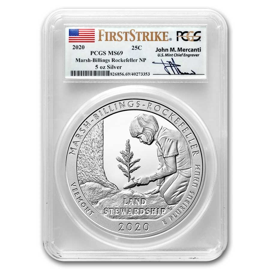 2020 5 oz Silver ATB Rockefeller MS-69 PCGS (FS, Mercanti)