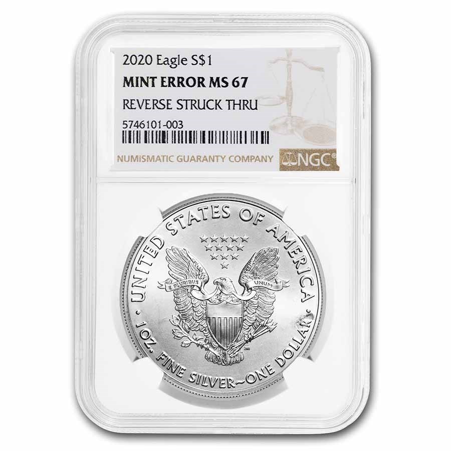 Buy 2020 American Silver Eagle MS-67 NGC (Error, Rev Struck Thru) | APMEX