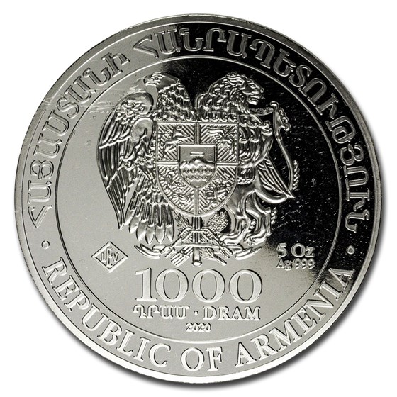 Buy 2020 Armenia 5 oz Silver 1000 Drams Noah’s Ark | APMEX