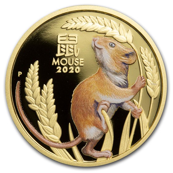 Buy 2020 AUS 1 oz Gold Lunar Mouse Proof Colorized (w/box & COA) | APMEX