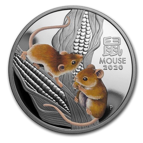 Buy 2020 AUS 1 oz Silver Lunar Mouse Proof Colorized (w/box & COA) | APMEX