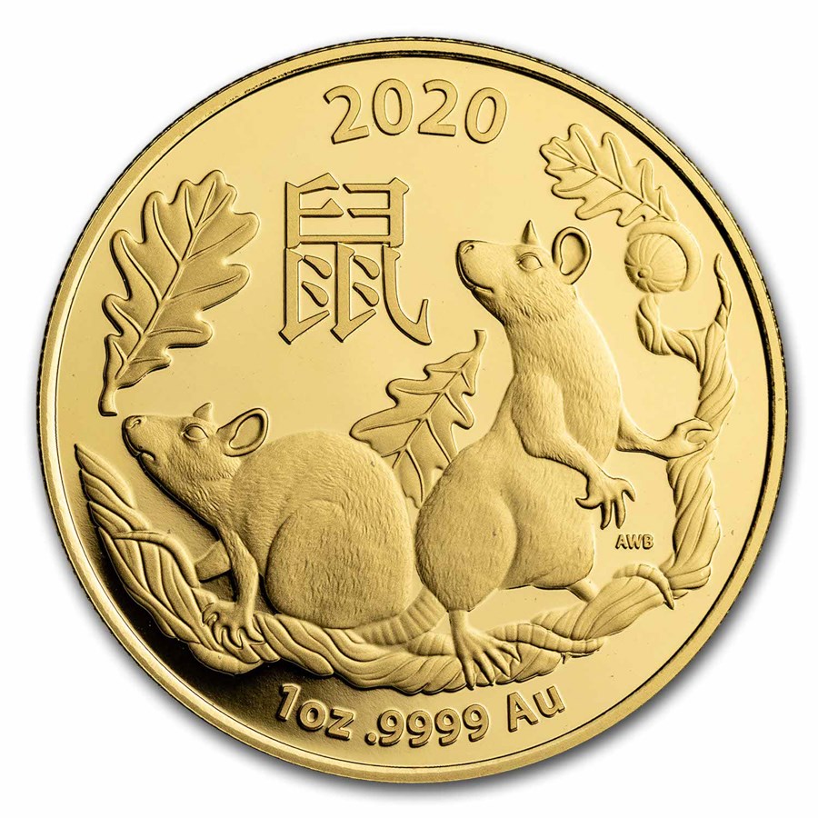 2020 Australia 1 oz Gold Lunar Year of the Rat BU