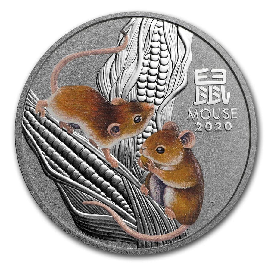 Buy 2020 Australia 1 oz Silver Lunar Mouse BU (Series III, Colorized ...