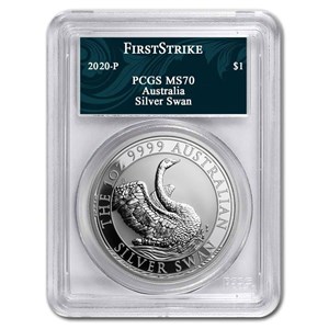 Buy 2020 Australia 1 oz Silver Swan MS-70 PCGS (FS, Swan Label) | APMEX
