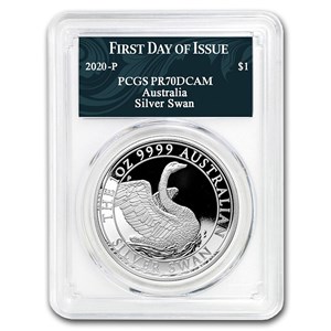 Buy 2020 Australia 1 oz Silver Swan PR-70 PCGS (FDI, Swan Label) | APMEX