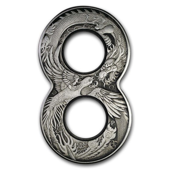 Buy 2020 Australia 2 oz Ag Figure Eight Dragon and Phoenix (Antiqued ...