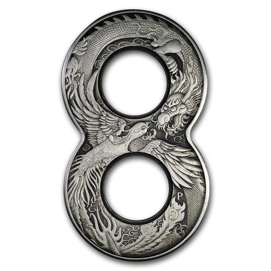 Buy 2020 Australia 2 oz Ag Figure Eight Dragon and Phoenix (Antiqued ...