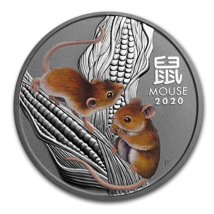Buy 2020 Australia 2 oz Silver Lunar Mouse BU (Series III, Colorized ...