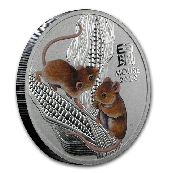 Buy 2020 Australia 5 oz Silver Lunar Mouse BU (Series III, Colorized ...