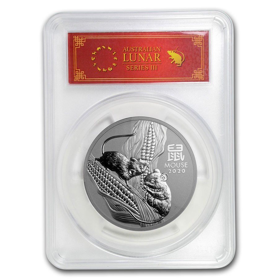 Buy 2020 Australia 5 oz Silver Lunar Mouse MS-70 PCGS (FS, Red Label ...