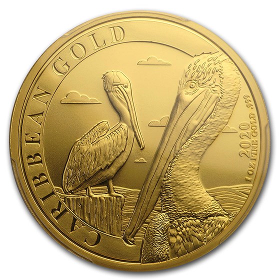 Buy 2020 Barbados 1 oz Gold Caribbean Pelican MS-70 PCGS (FS) | APMEX