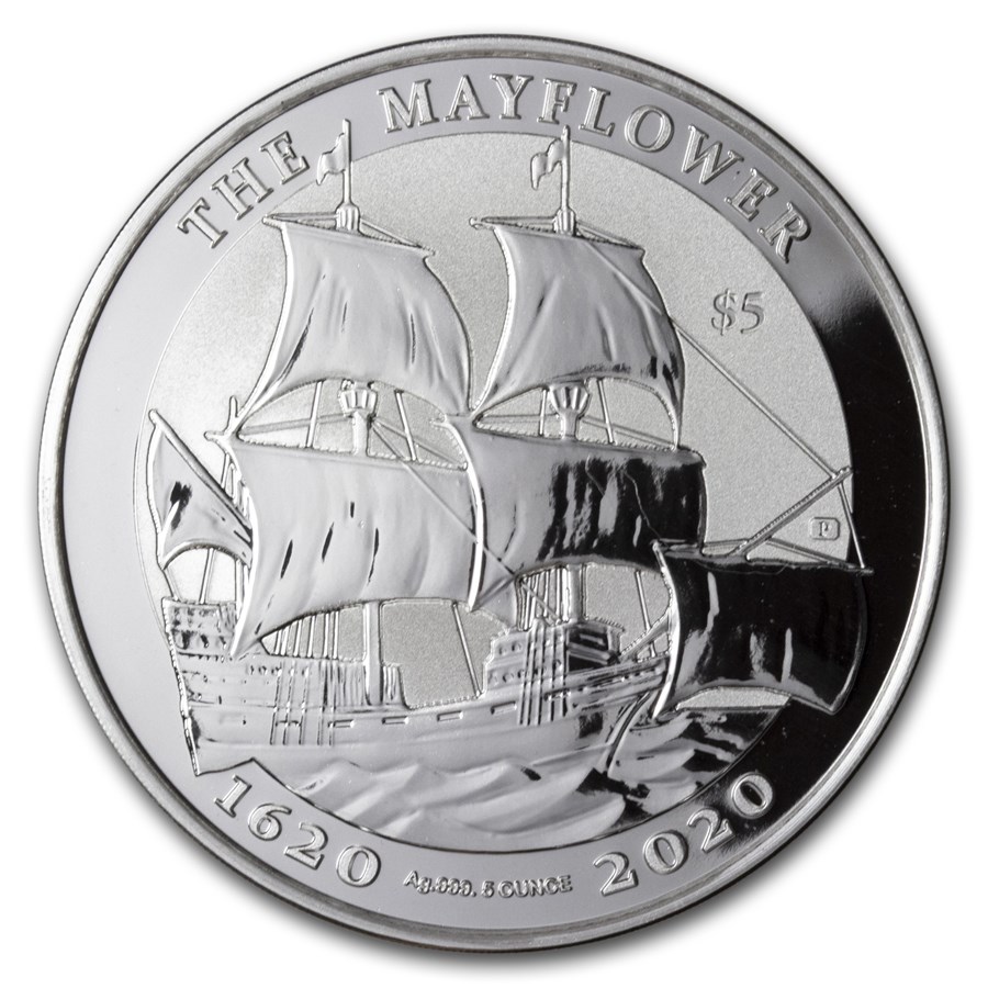 Buy 2020 BVI 5 oz Silver Mayflower 400th Anniversary BU (No COA) | APMEX