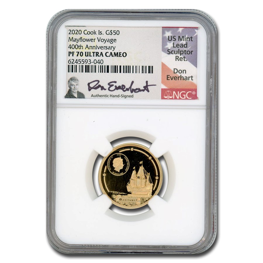 Buy 2020 Cook Is. $50 Gold 400th Anniv Mayflower PF-70 NGC (Everhart ...
