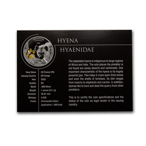 Buy 2020 Democratic Republic of Congo 1 oz Silver Hyena w/Color | APMEX