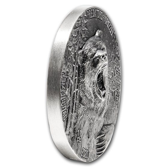 Buy 2020 Ivory Coast 3 oz Antique Silver Predators; Grizzly | APMEX