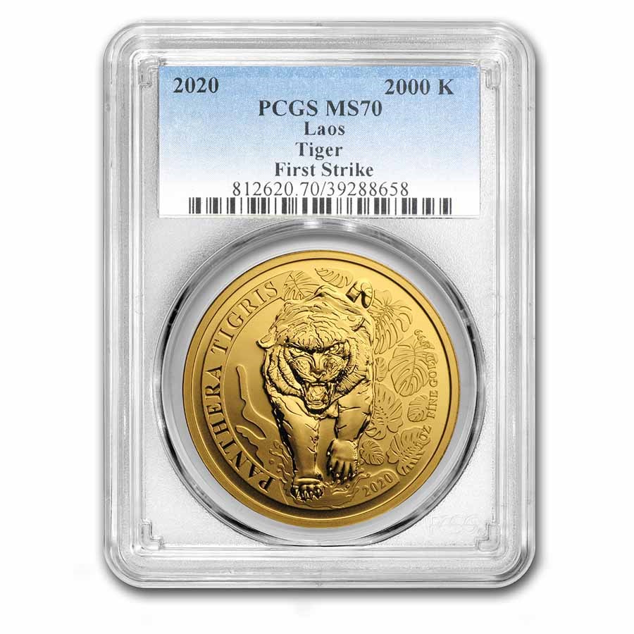 Buy 2020 Laos 1 oz Gold Tiger: Panthera Tigris MS-70 PCGS (FS) | APMEX