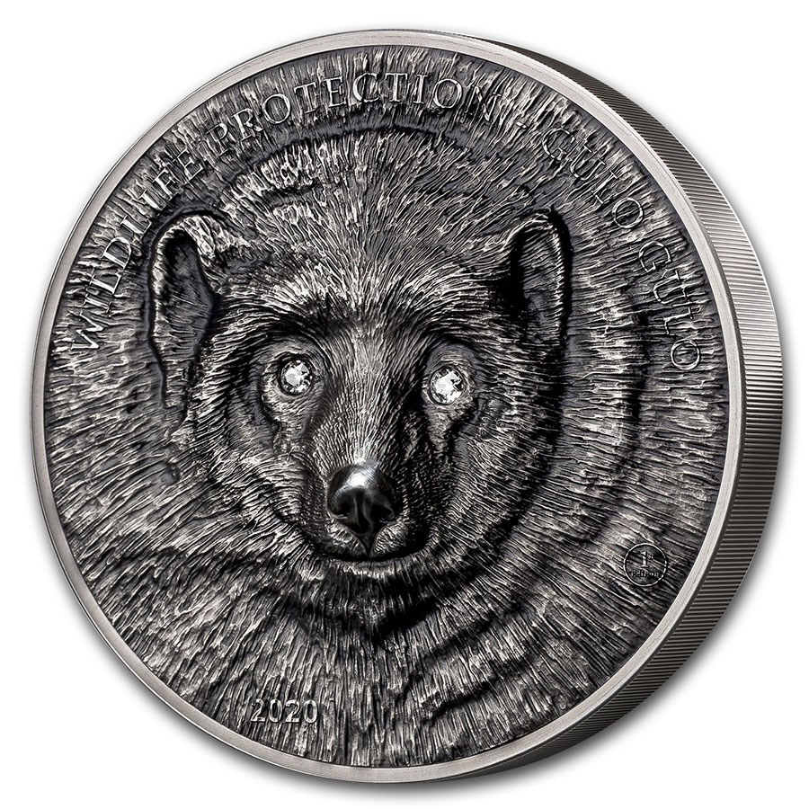 Buy 2020 Mongolia 1 kilo Antique Silver Wildlife Gulo Gulo -Wolverine ...