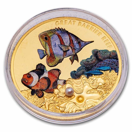 2020 Niue 1 oz Gold Australian Great Barrier Reef Pearl (Dmg)