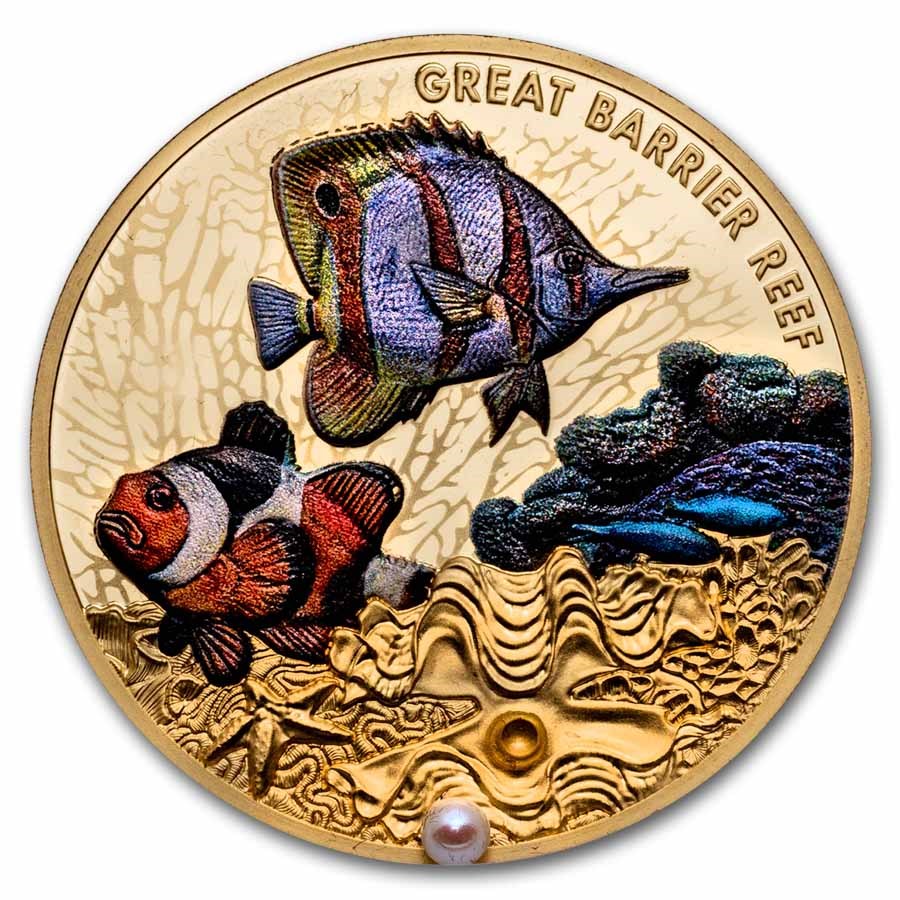 2020 Niue 1 oz Gold Australian Great Barrier Reef Pearl (Dmg)