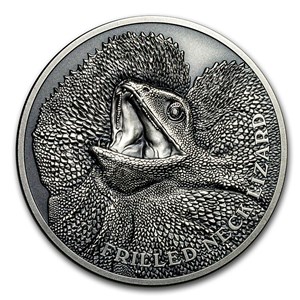Buy 2020 Niue 1 oz Silver Wildlife Up Close; Frilled Neck Lizard | APMEX