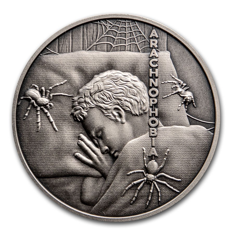 Buy 2020 Niue 2 oz Silver Antique Phobias; Arachnophobia | APMEX