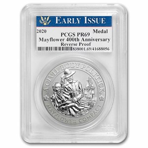 2020-P Silver Mayflower 400th Anniversary Medal Rev PR-69 PCGS
